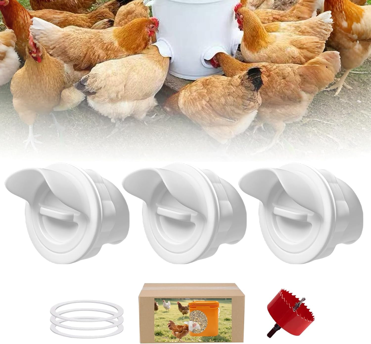 Diy Chicken Poultry Pro Feeder Port No Waste Mess Cups Kit for Gravity ...