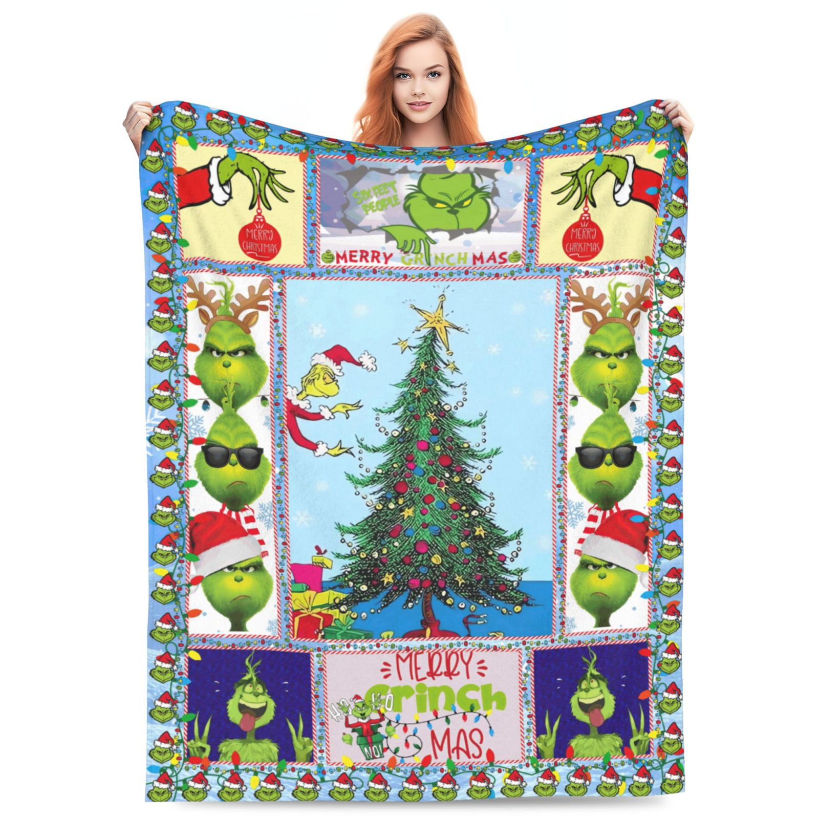 Diy Christmas Game Anime The Grinch Throw Blanket, Plush Fuzzy Blankets ...