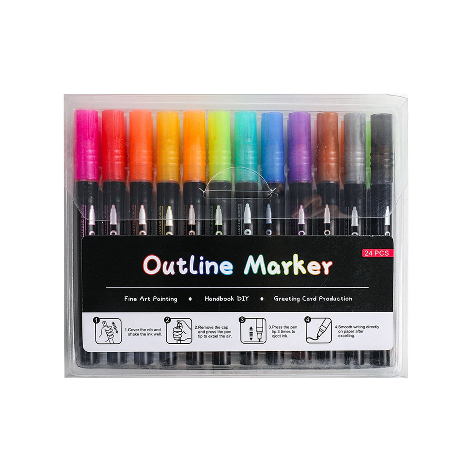 Diy Colored Outline Markers Highlighters for Handbooks Christmas Card ...