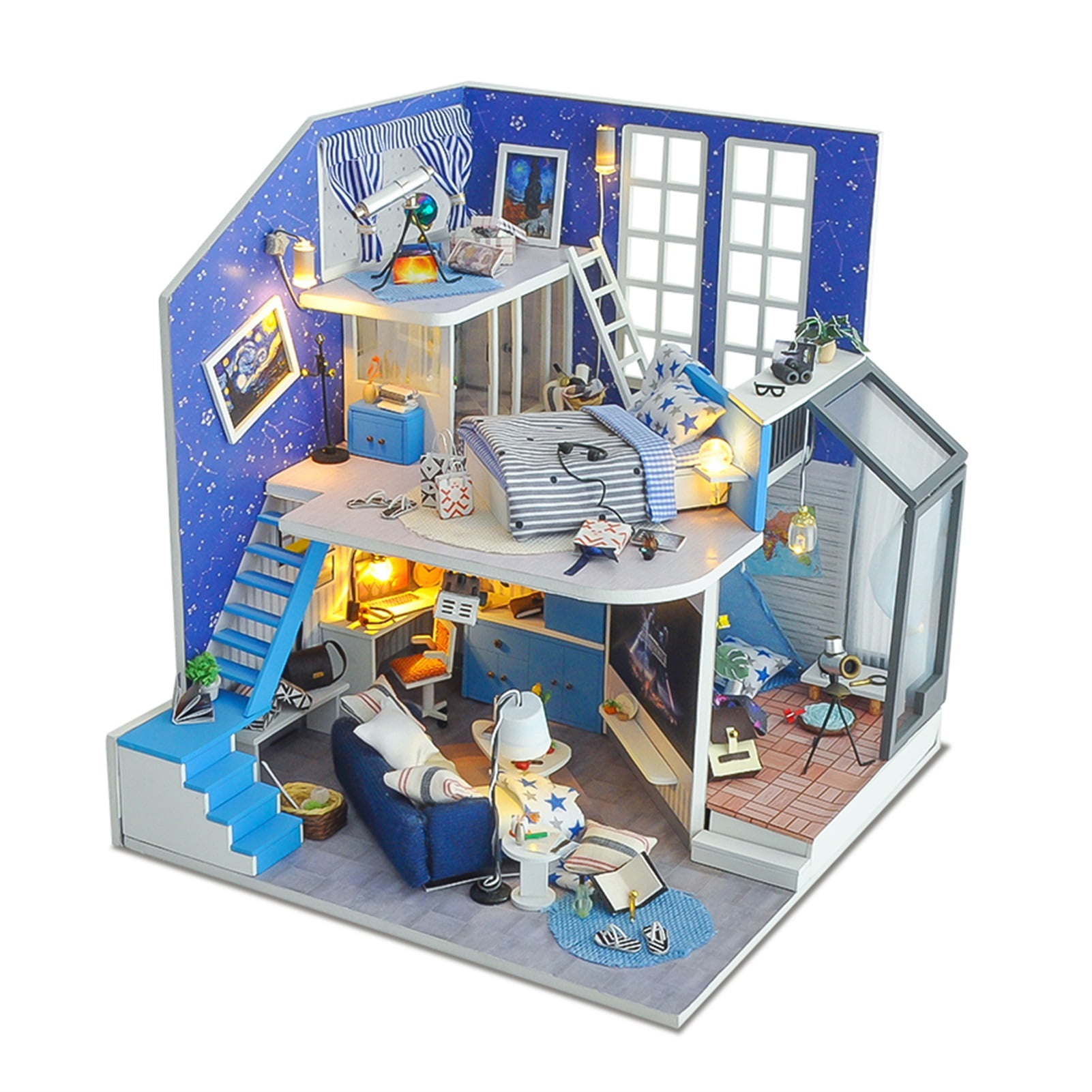 Diy Cottage Duplex Large Star Observation Deck Creative Loft Handmade ...