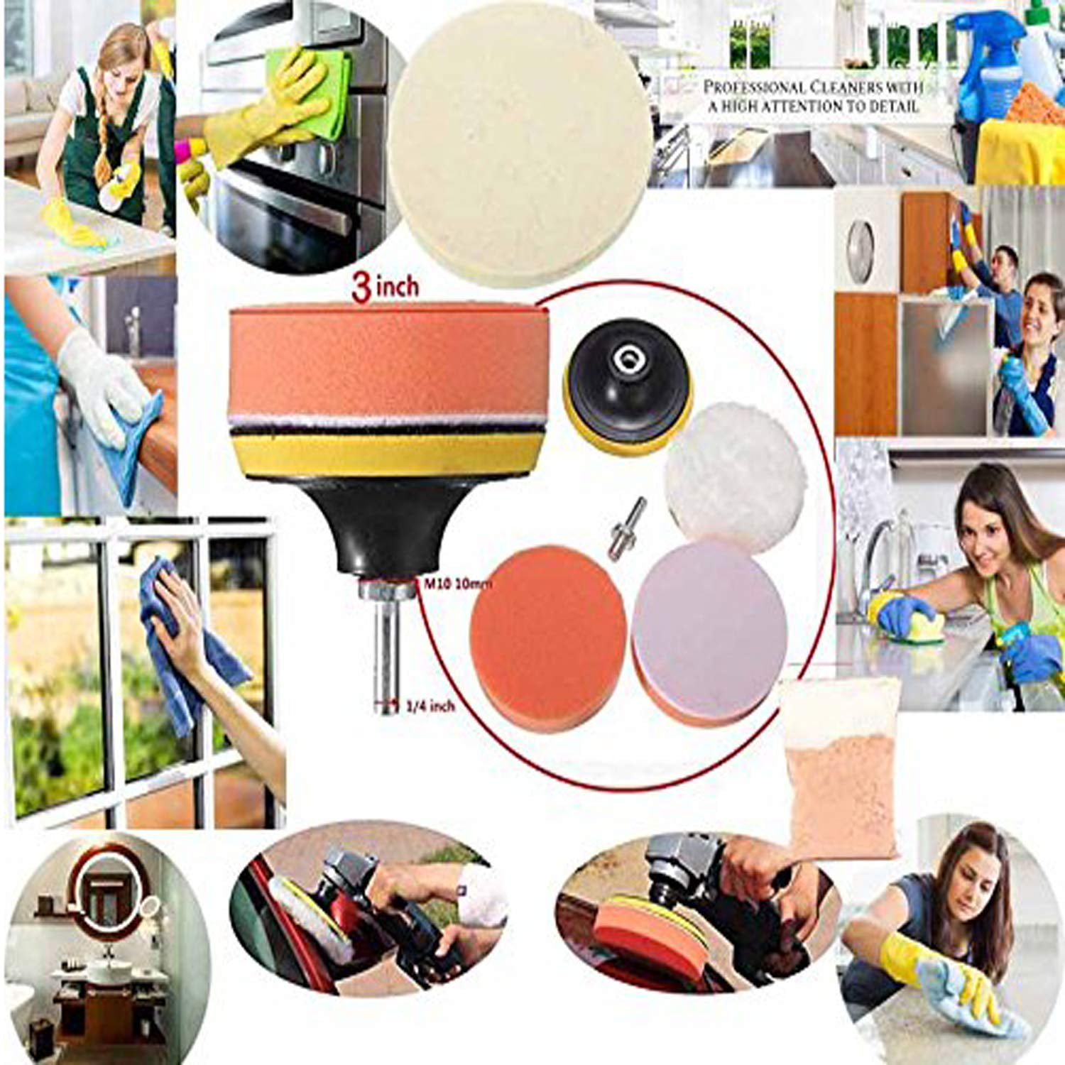 Diy Crafts 4853 Polishing Buffing Pad Felt Wheel Buffer Drill Adapter ...