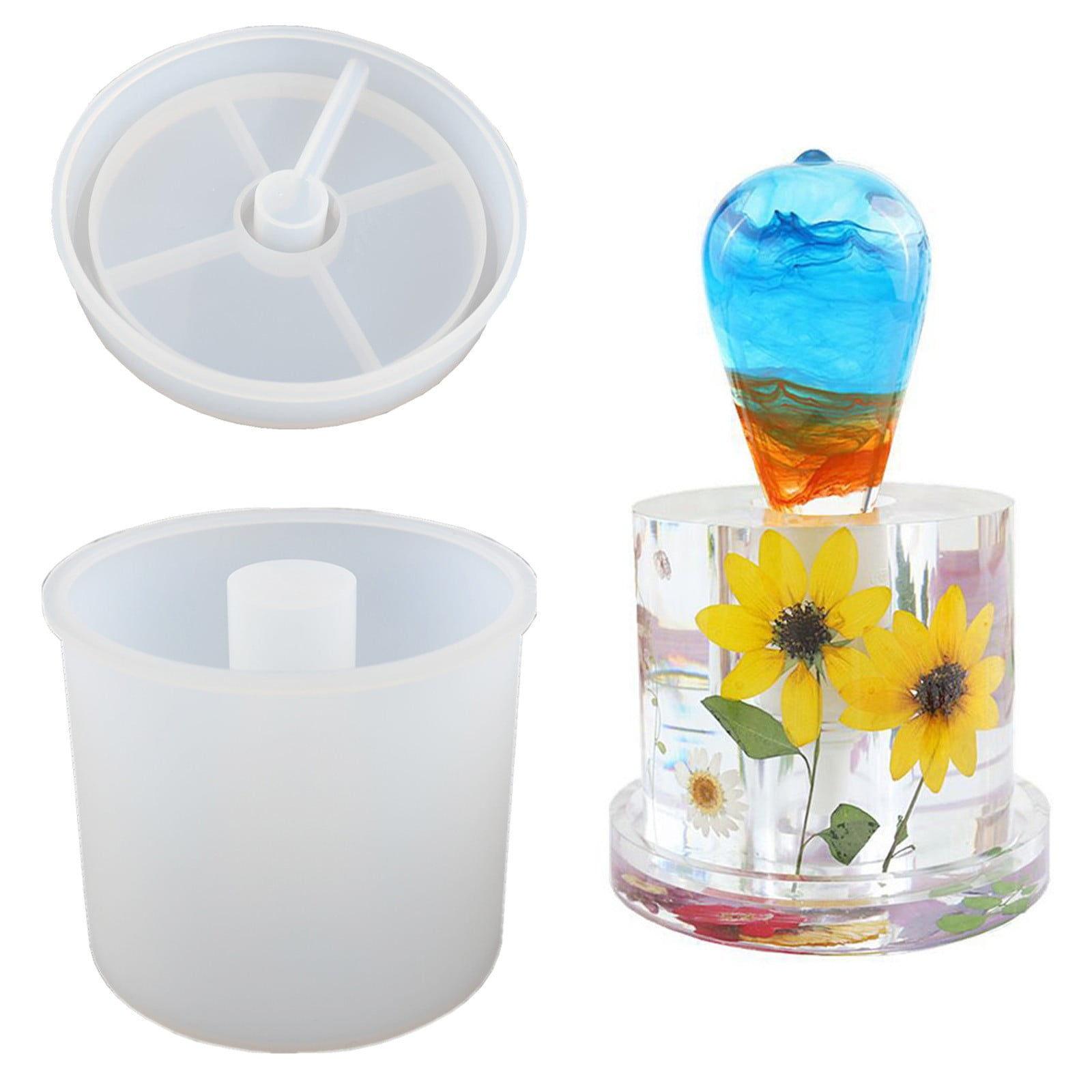 Diy Crystal Resin Lamp Base Hexagonal Cube Cylindrical Bedside Lamp ...