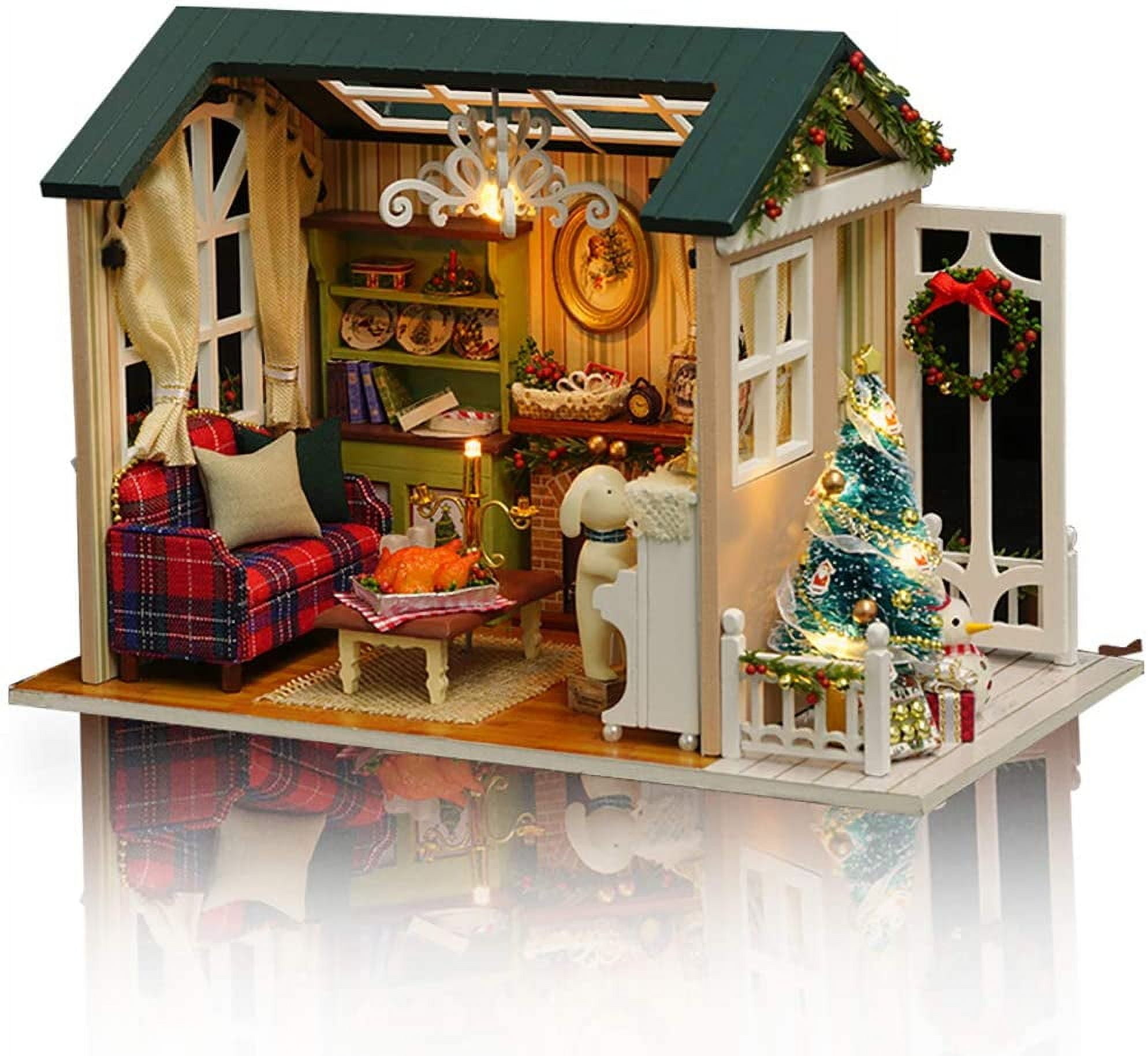 Diy Dollhouse Miniature Kit, 3D Wooden Dollhouse Kit With Furniture And ...