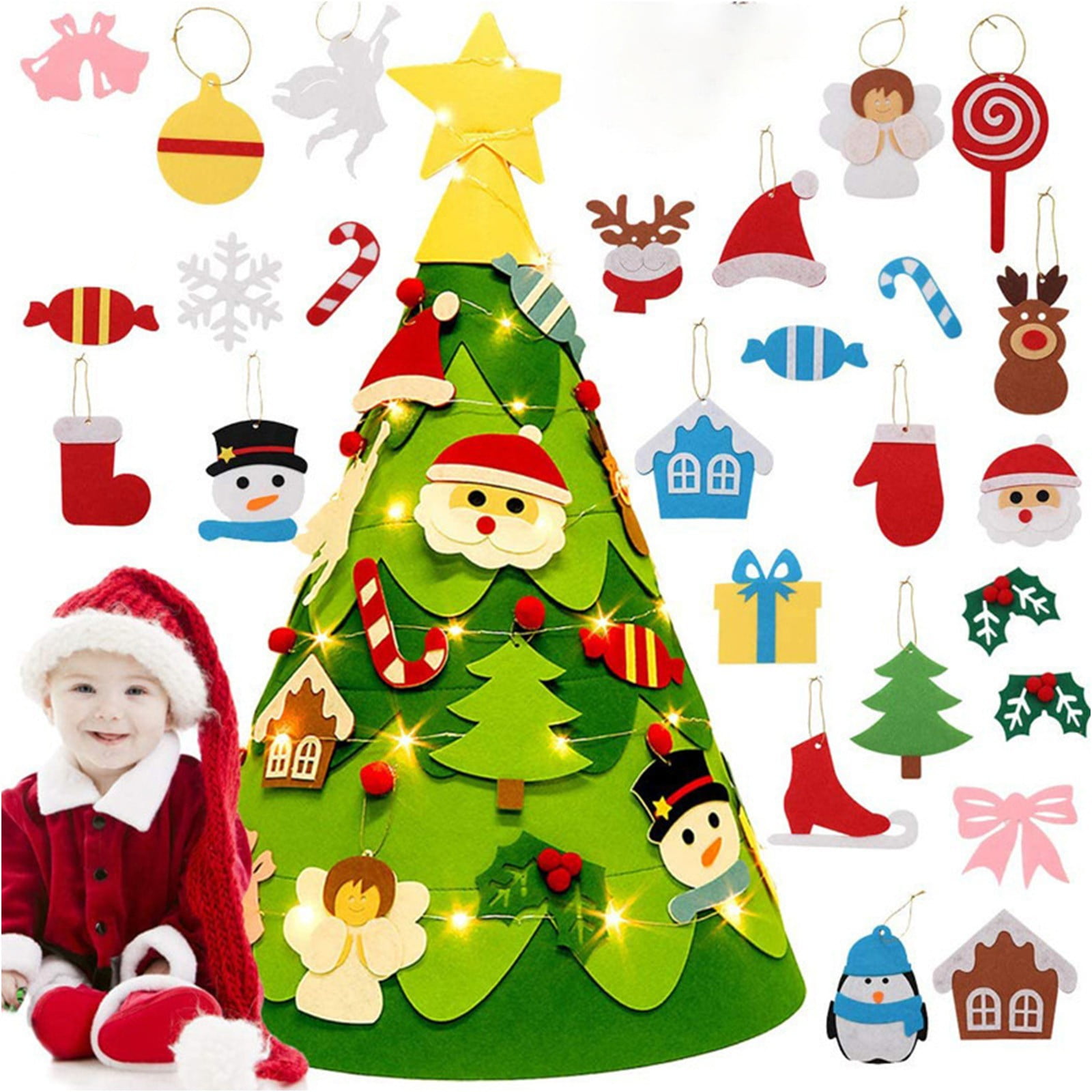 Diy Felt Christmas Tree With Detachable Ornaments,Diy Felt Christmas ...