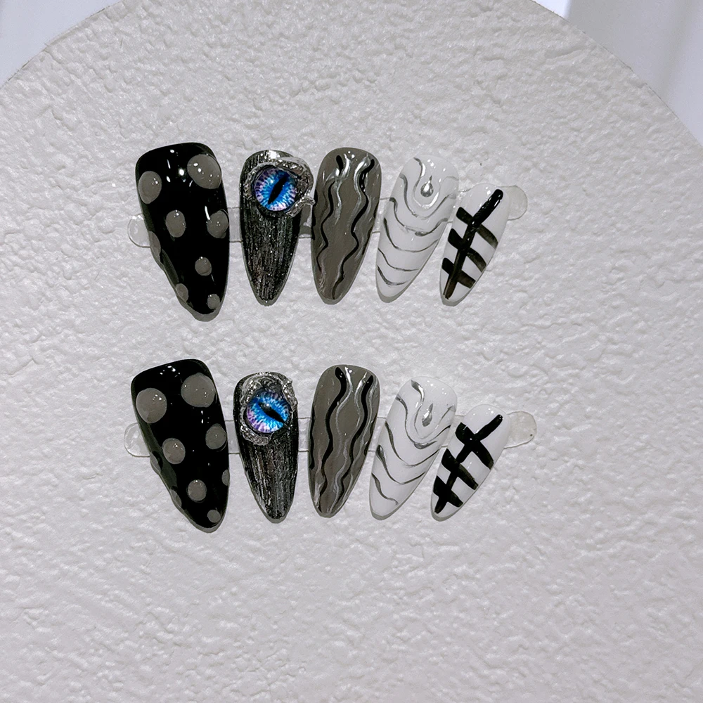 Diy Hello Kitty Kuromi Nail Art Dark Metal Diamond Goth Punk 3D ...