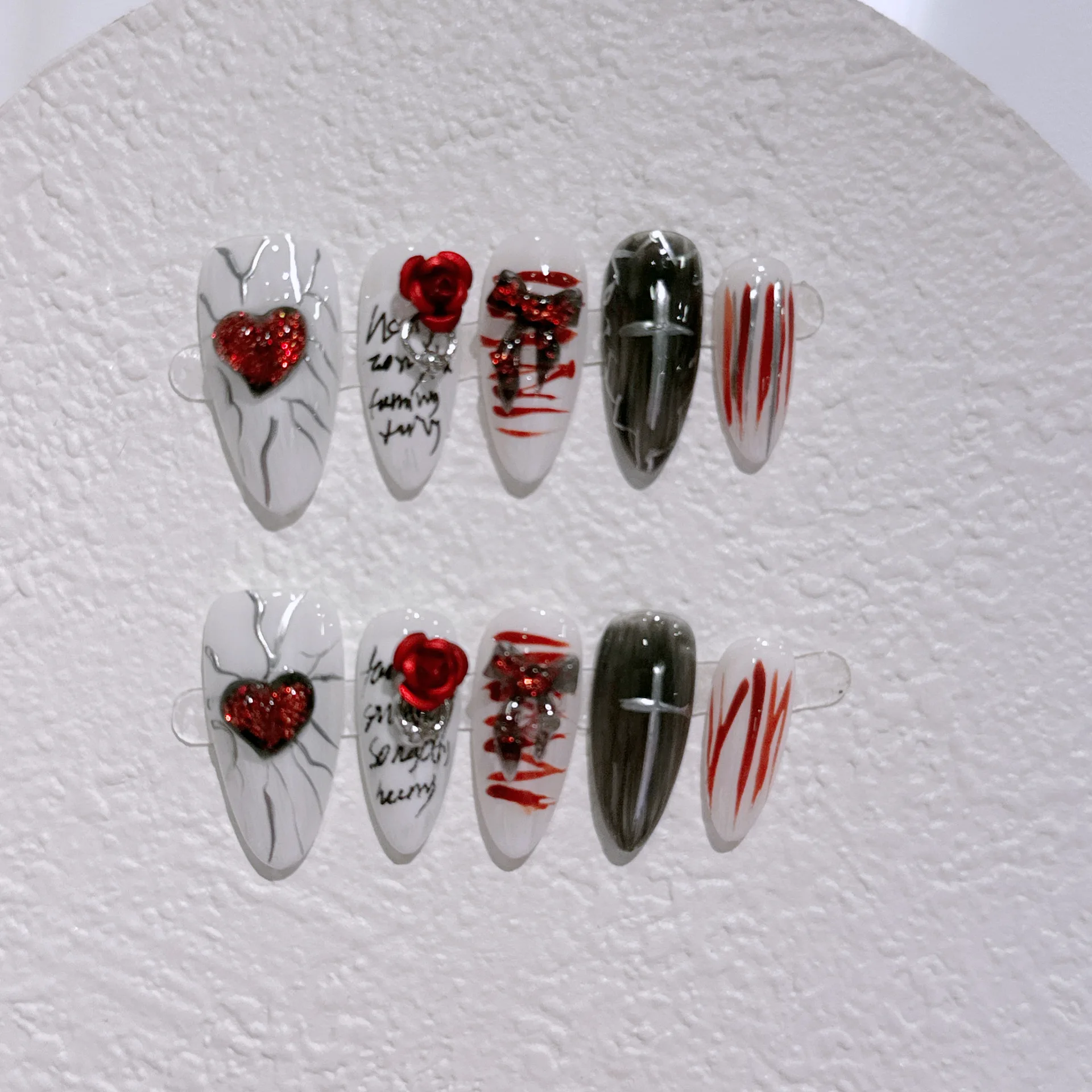 Diy Hello Kitty Kuromi Nail Art Dark Metal Diamond Goth Punk 3D ...