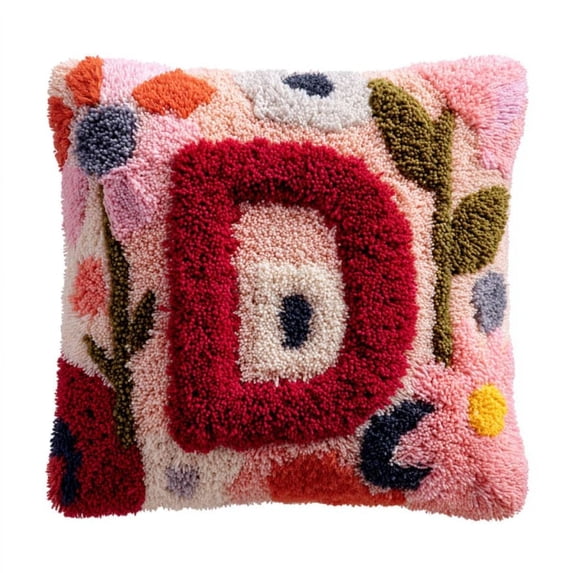 Diy Latch Hook Kits For Adults Letter D Latch Hook Cushion Cover Kit ...