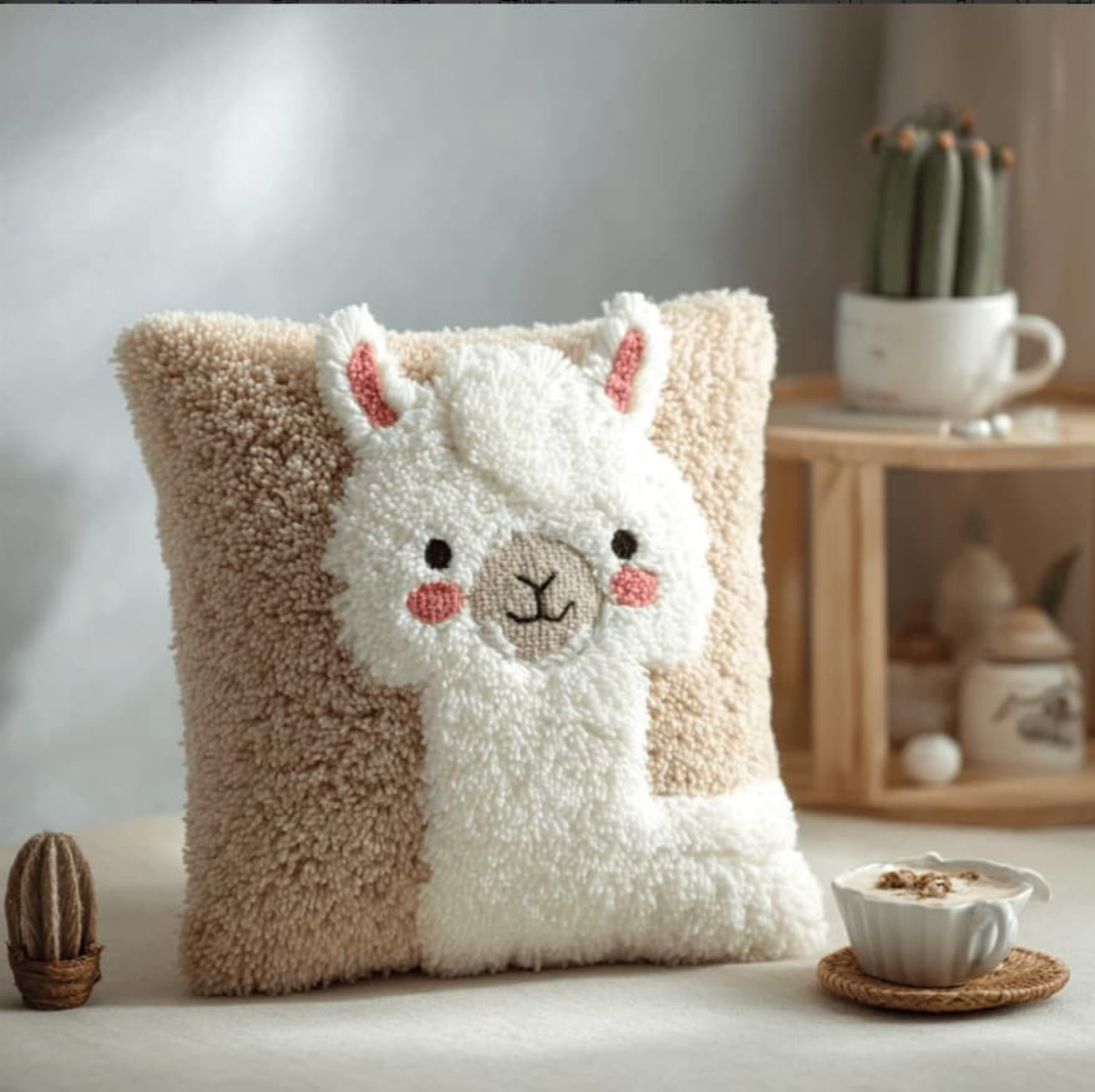 Diy Latch Hook Pillow Kit,Alpaca Pillowcase Kits Embroidery Kits 17X17 ...