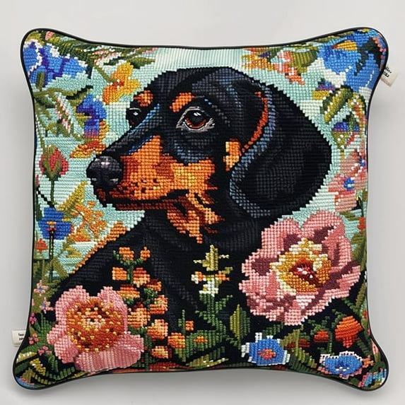 Diy Latch Hook Pillow Kitsanimals Dogs And Flowers 17X17Inch Patterns ...