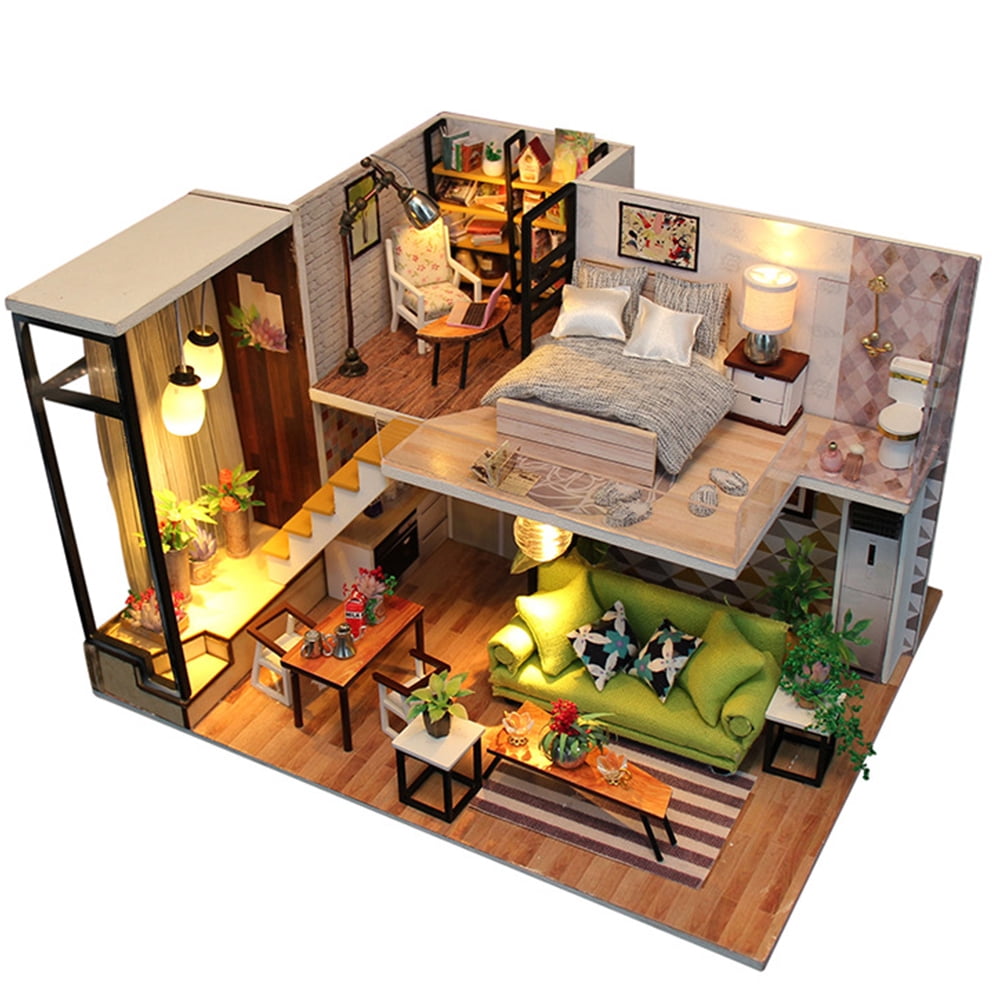 Diy Mini Cabin Assembled Wooden Doll House Toy Warm Romantic Cottage ...