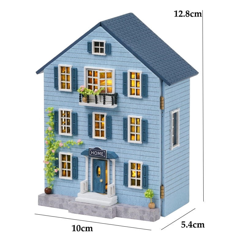 Diy Mini Wooden Dollhouse With Furniture Light Doll House Casa Assembly ...