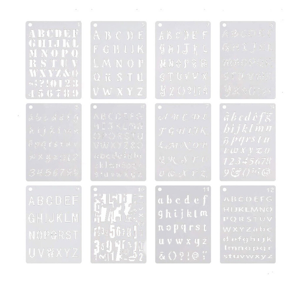 Diy Painting Stencils, 12 Sheets of Alphabet Number Stencils DIY ...
