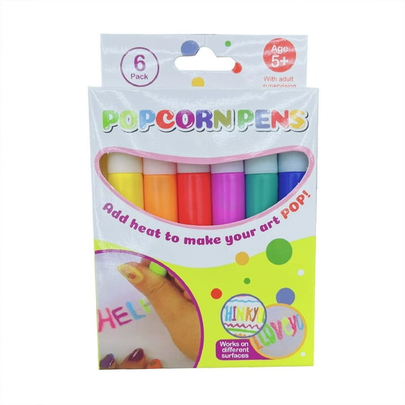 Diy Popcorn Drawing Pens Puffy Pen 3D Art Safe For Kids Crafts 6 Pack ...