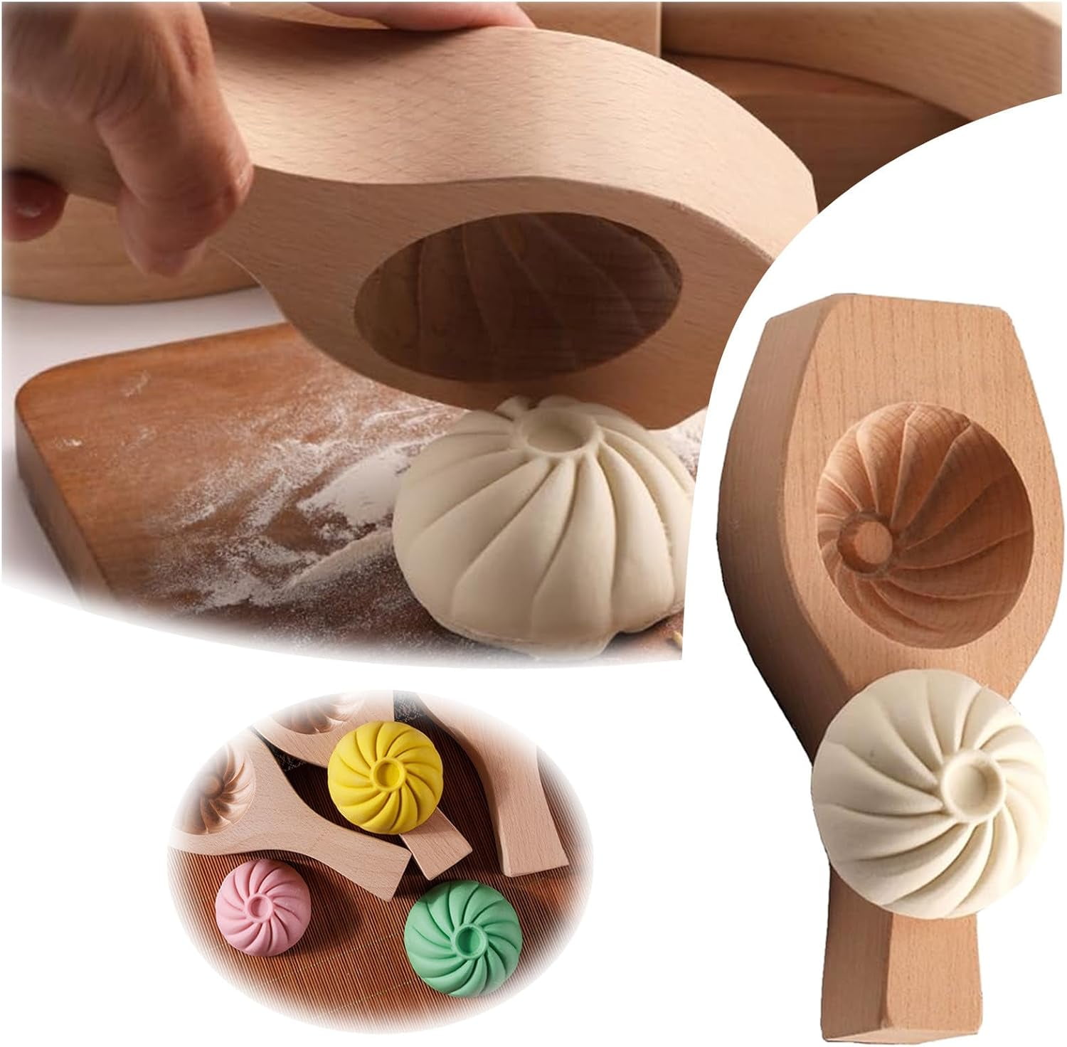 Diy Steamed Bun Wooden Moon Cake Flower Shape Cookie Mid Autumn, Diy Steamed Bun Molds, Wooden ...