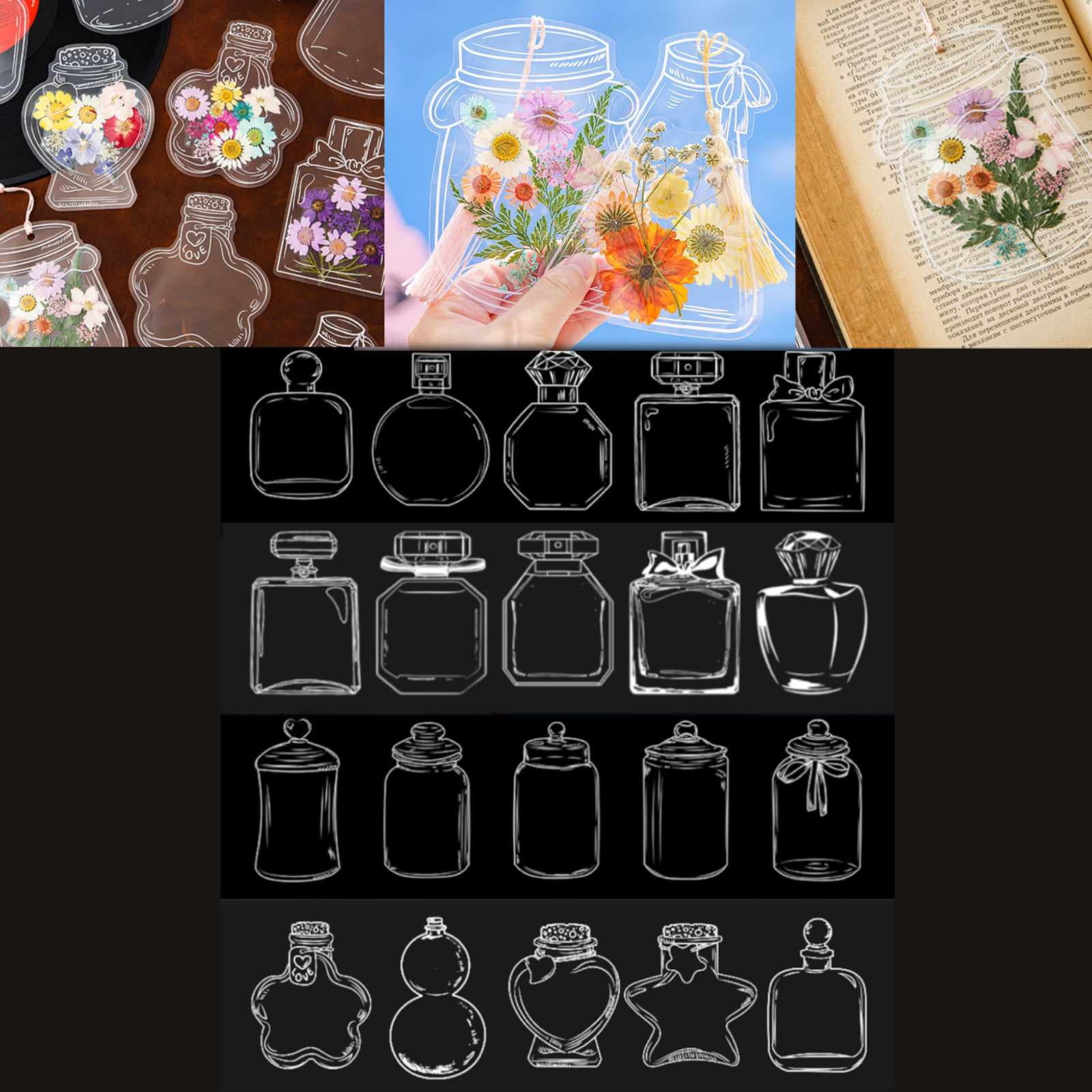 Diy Transparent Dried Flower Bookmarks, 80PCS Thousand Flower Bookmark ...