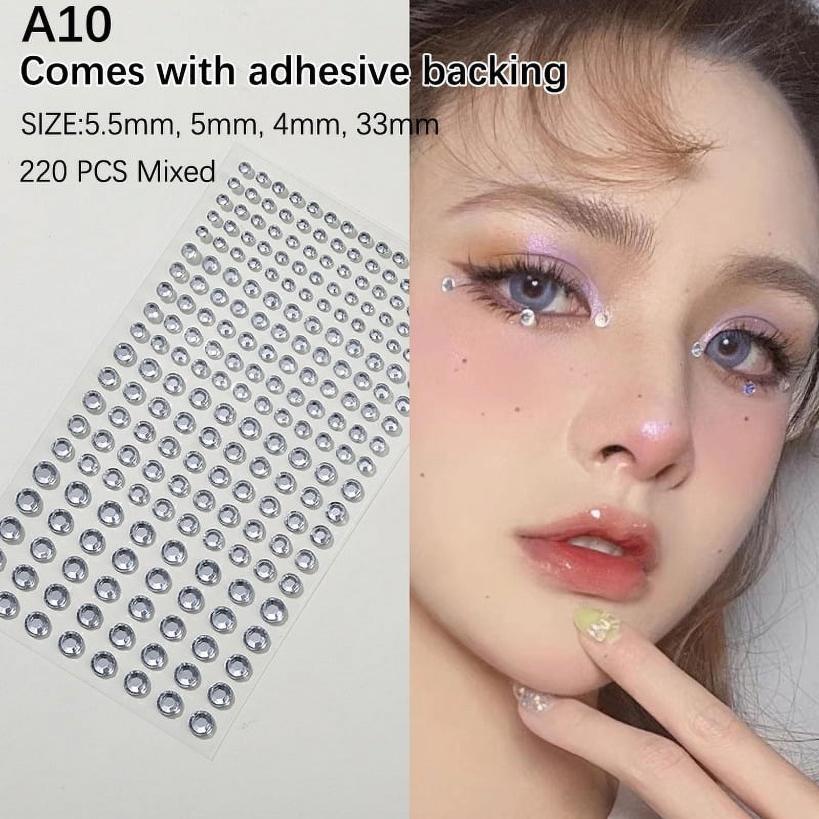 Diy White Pearl Paste 3D Face Jewels Eyeshadow Stickers Self Adhesive ...