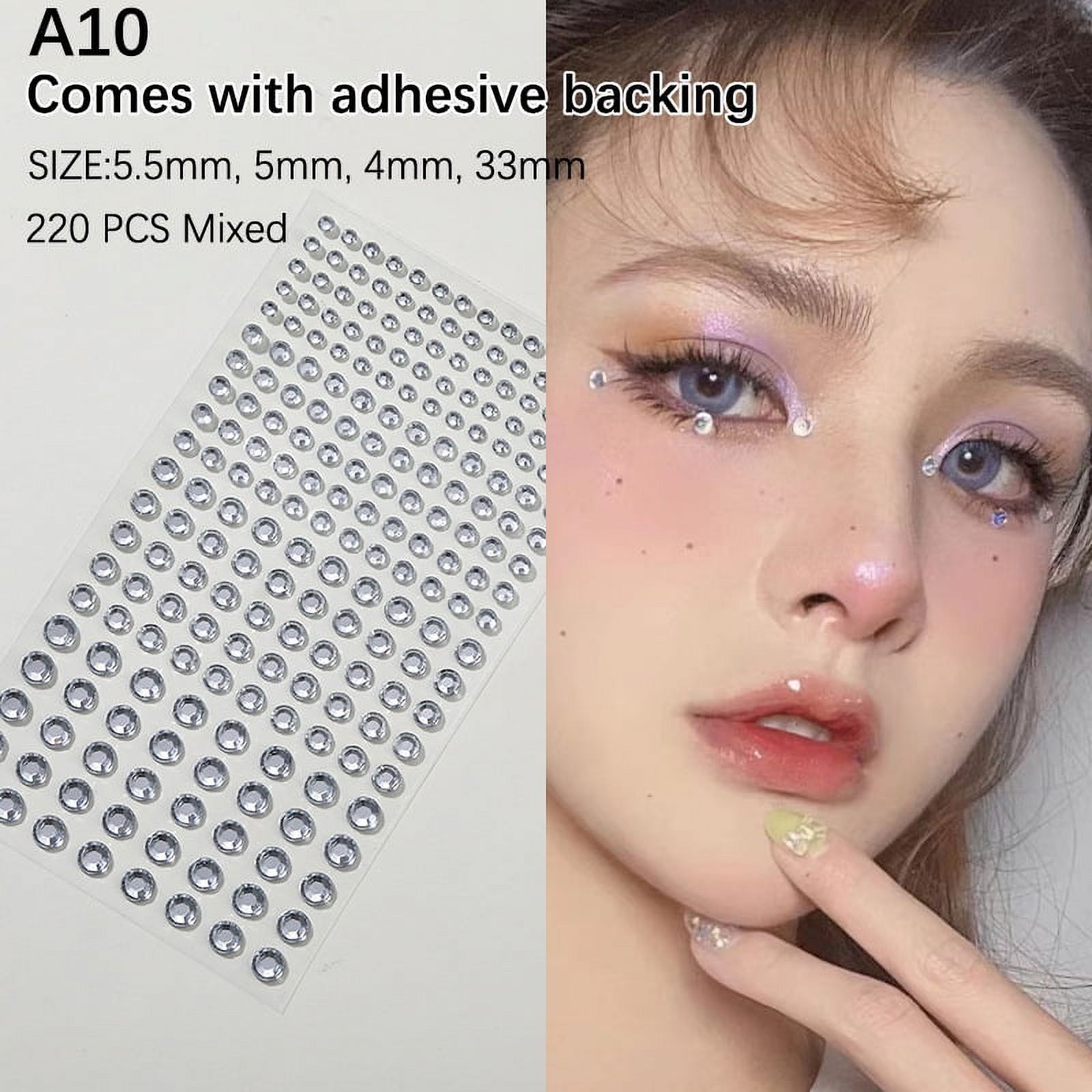 Diy White Pearl Paste 3D Face Jewels Eyeshadow Stickers Self Adhesive ...
