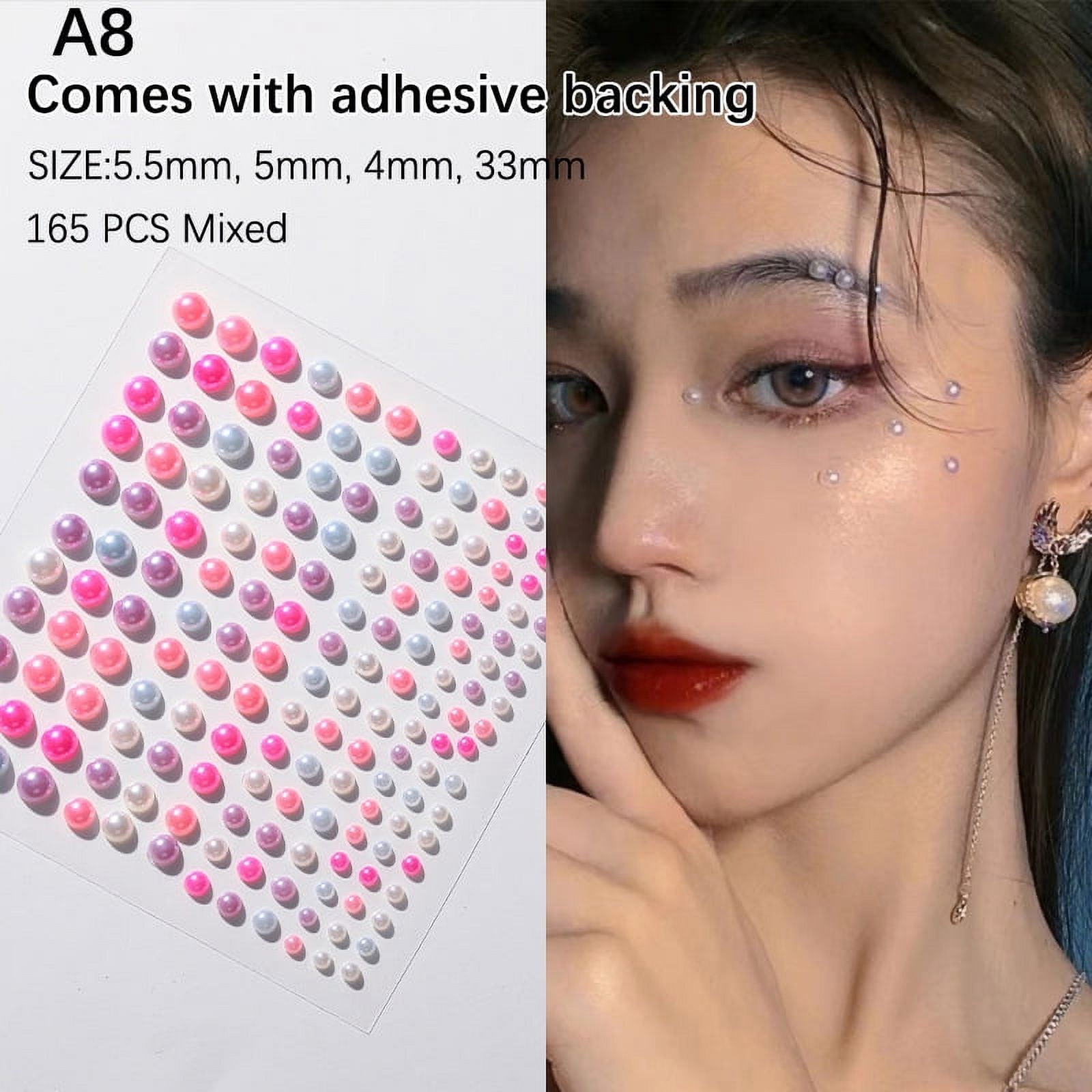 Diy White Pearl Paste 3D Face Jewels Eyeshadow Stickers Self Adhesive ...