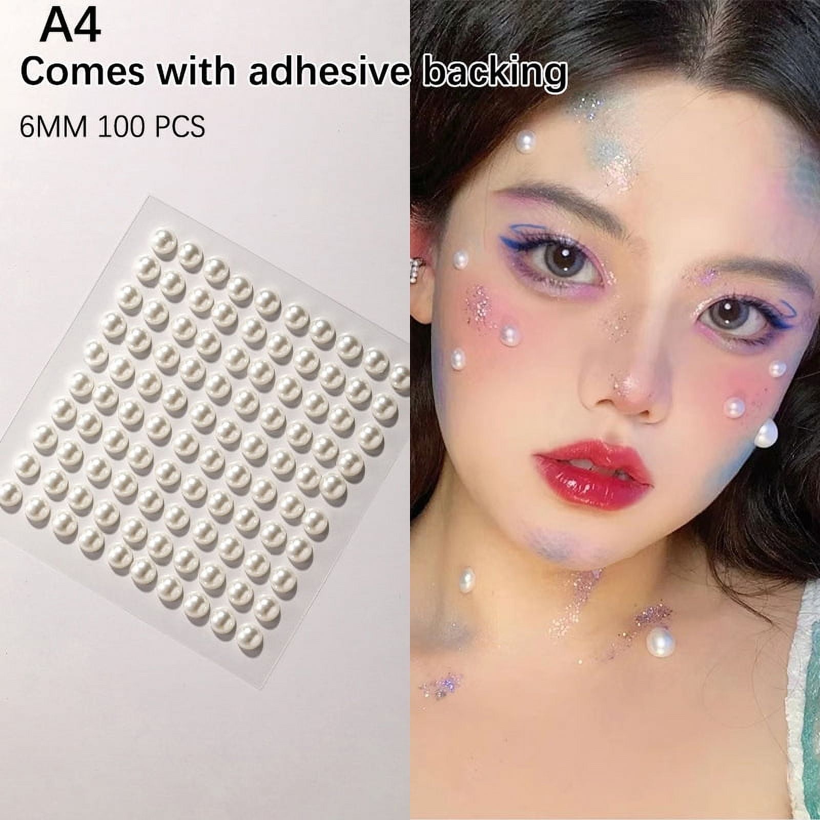 Diy White Pearl Paste 3D Face Jewels Eyeshadow Stickers Self Adhesive ...