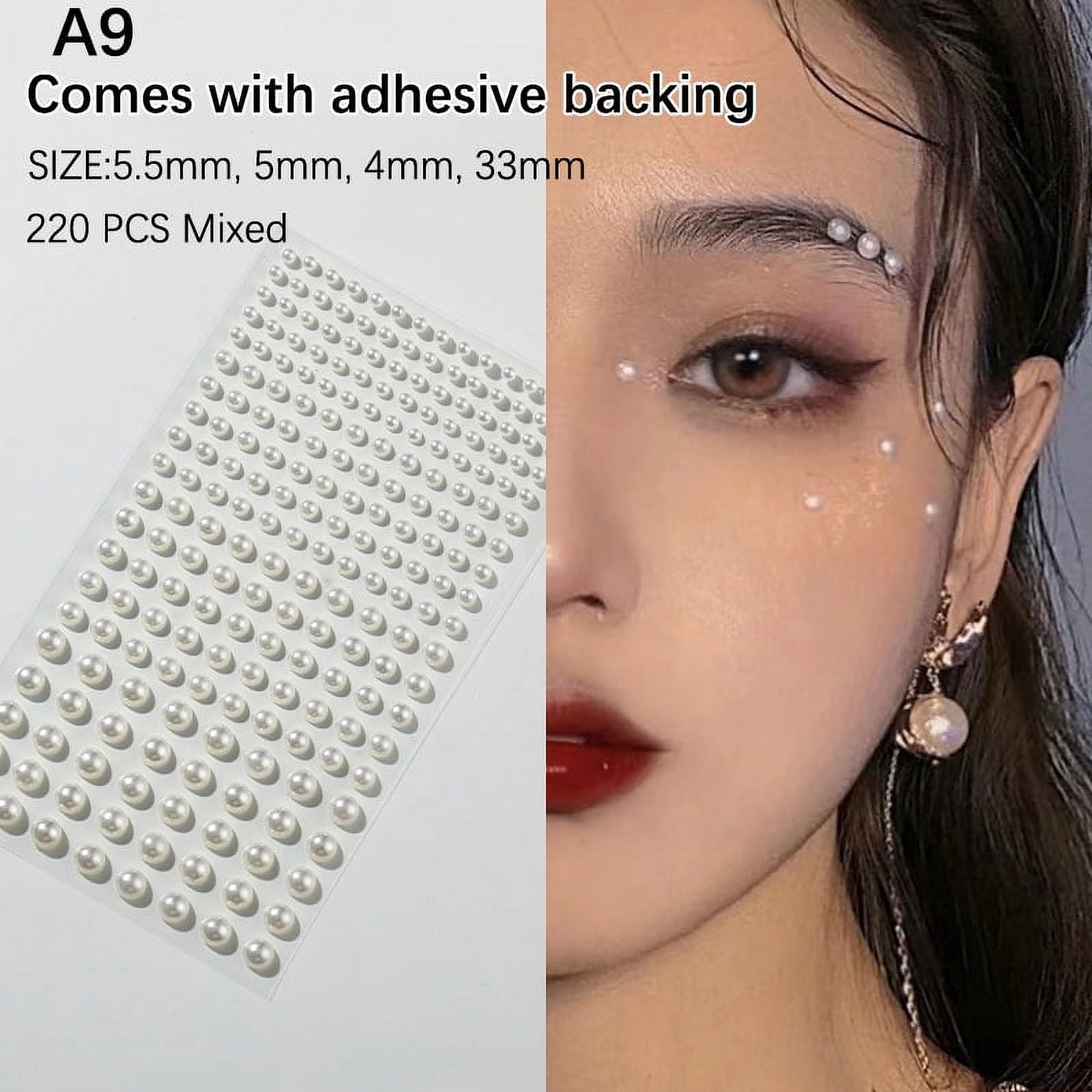 Diy White Pearl Paste 3D Face Jewels Eyeshadow Stickers Self Adhesive ...