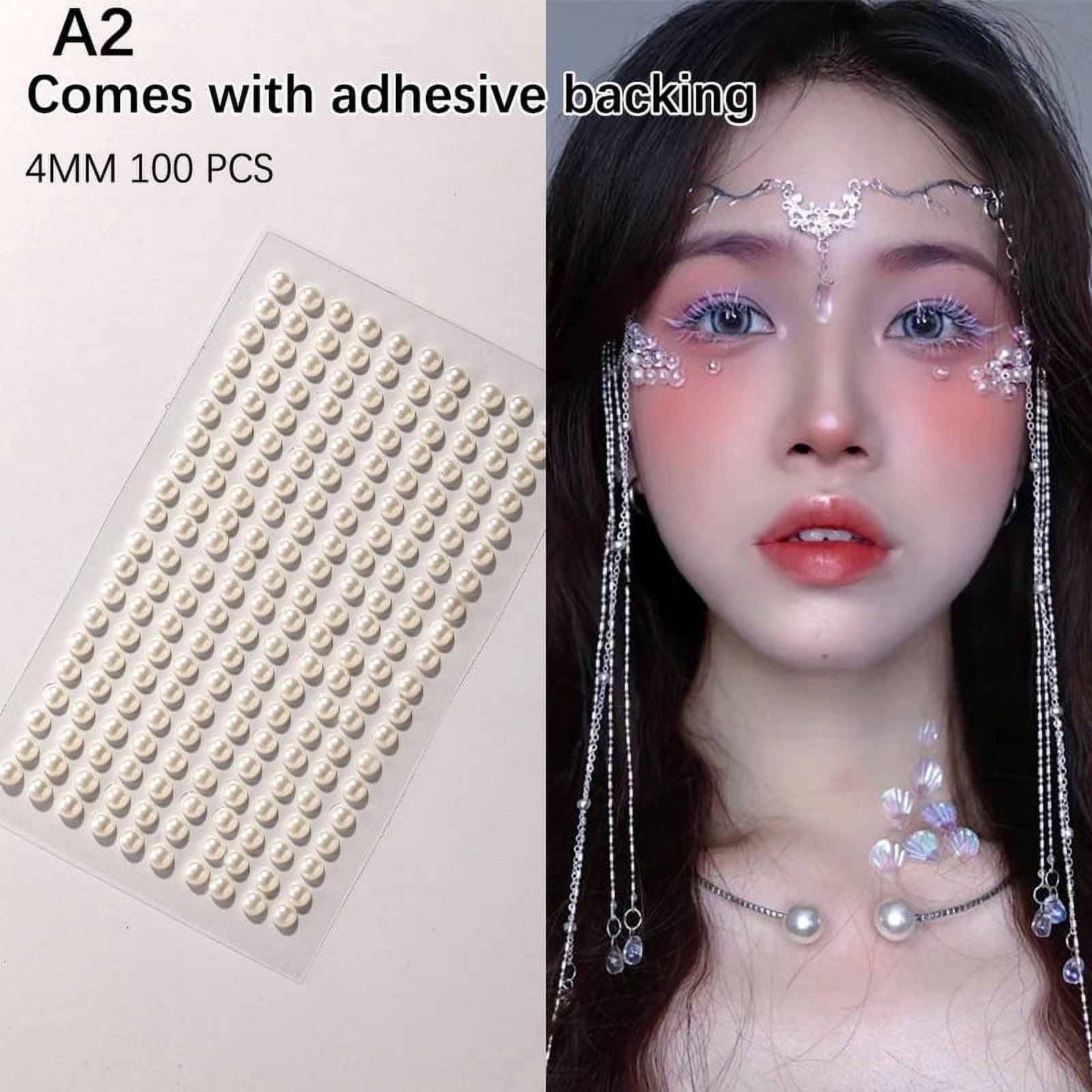 Diy White Pearl Paste 3D Face Jewels Eyeshadow Stickers Self Adhesive ...