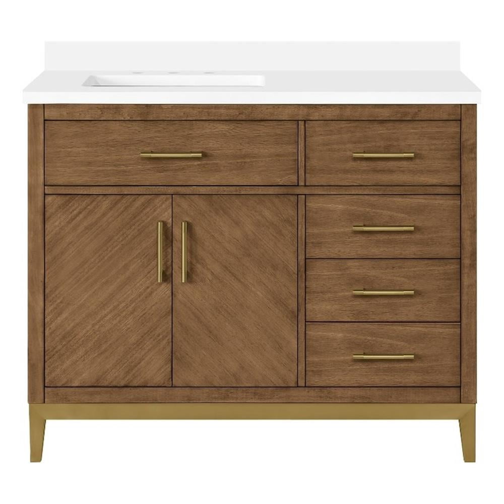 Diya 42" Bathroom Vanity in Macchiato with White Countertop - Walmart.com