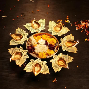 Kalsa Parai Puja Accessory Gifts Pooja Thali Om Gayatri Mantra Brass ...