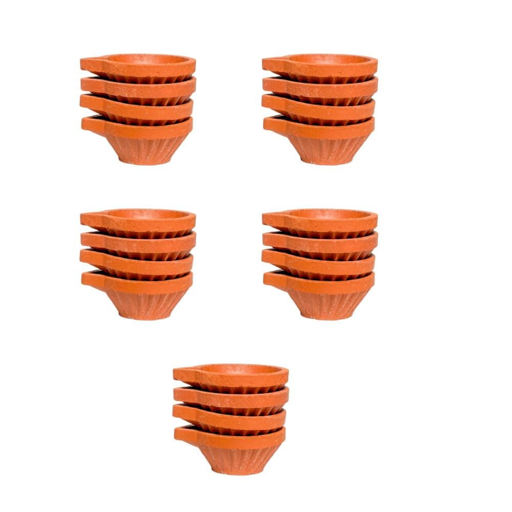 Diya for Diwali Pack of 20 Pooja Room Decoration Earthen Clay Diya Agal ...