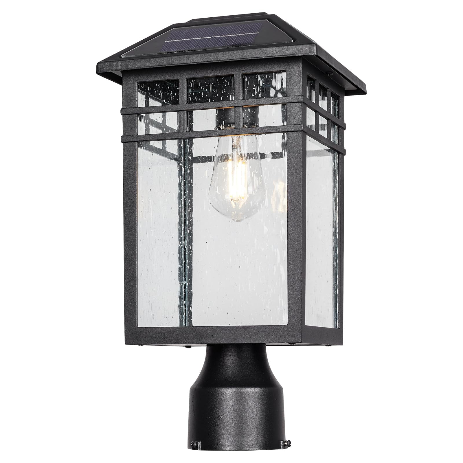 Diyel Solar Outdoor Post Light Fixture, Modern Exterior Pillar Lantern ...