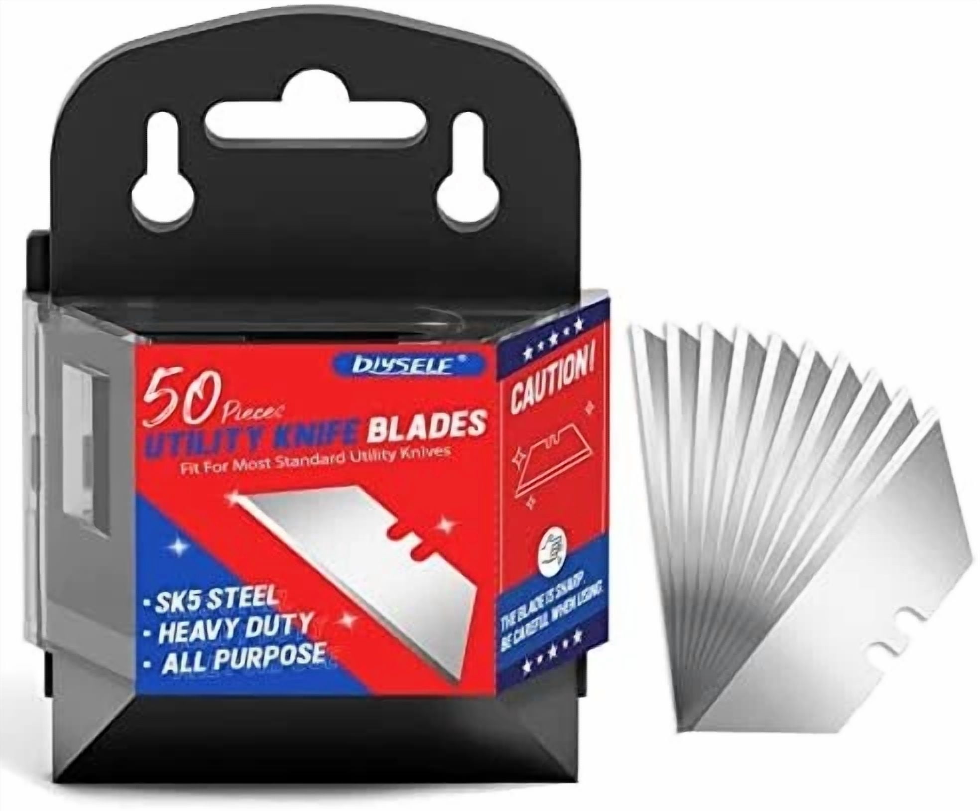 Diyself 50 Pack Utility Knife Blades, Sk5 Steel Box Cutter Blades With ...