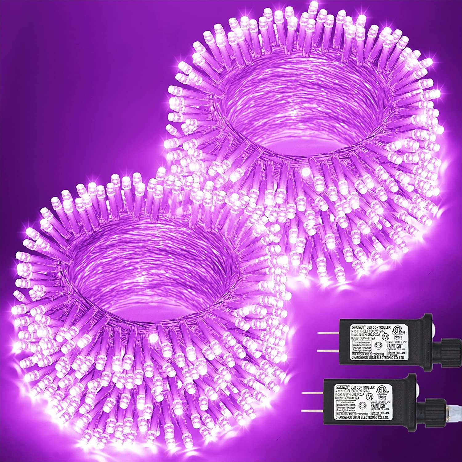 DizeyBoyo 2 Pack Purple String Lights, 100 LED Connectable Purple ...