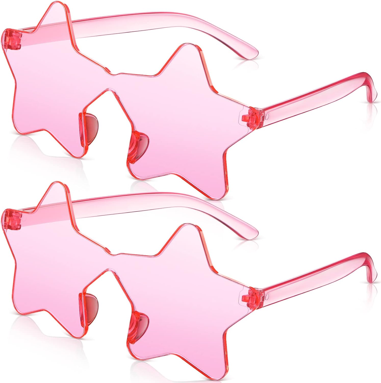DizeyBoyo 2 Pcs Star Shape Rimless Sunglasses Transparent Candy Color Sunglasses Party Favor for ...