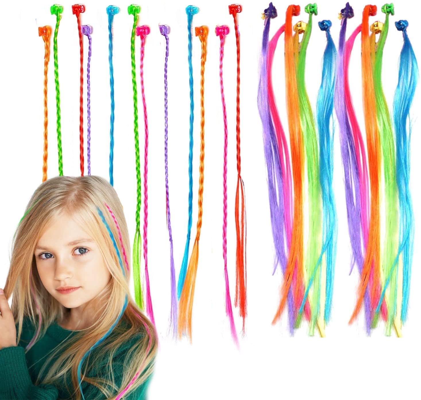 DizeyBoyo 24pcs Braided Hair Braids Kit for kids Hair Extensions ...