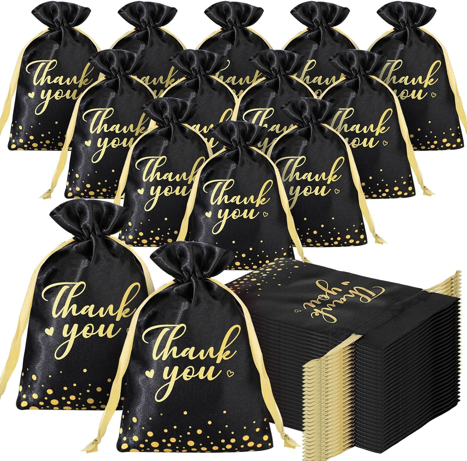 DizeyBoyo 50 Pieces Thank You Satin Gift Bags 4 x 6 Inch Jewelry ...