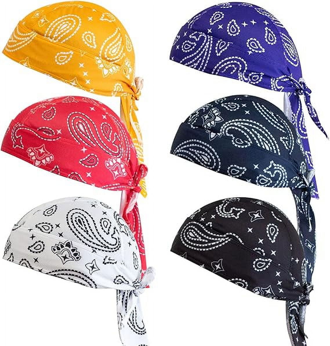 DizeyBoyo 6 Pcs Do Rags for Men Skull Cap Bandana Hat Breathable Helmet ...