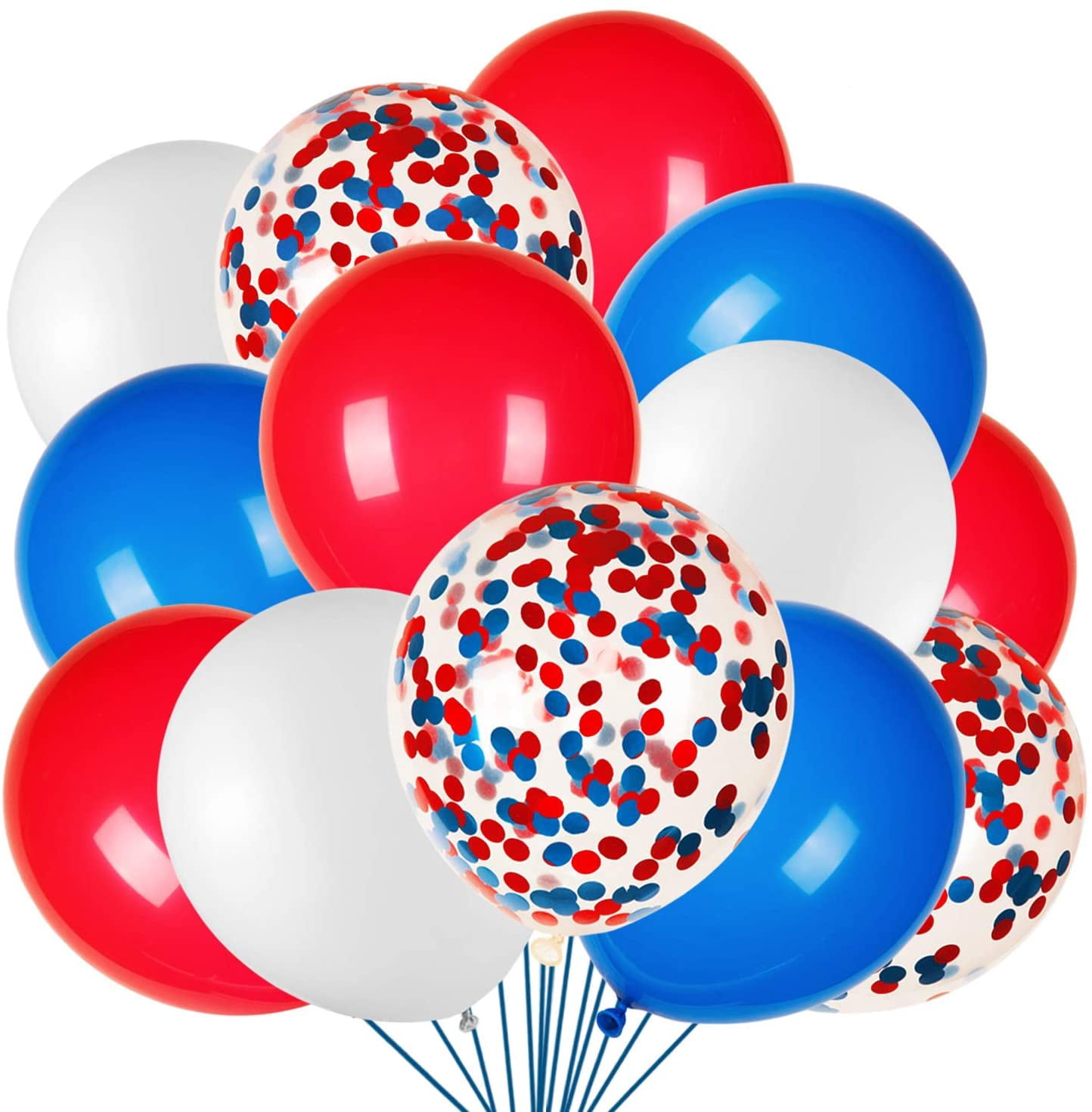 DizeyBoyo 80Pcs Red White and Blue Latex Balloons with Confetti ...