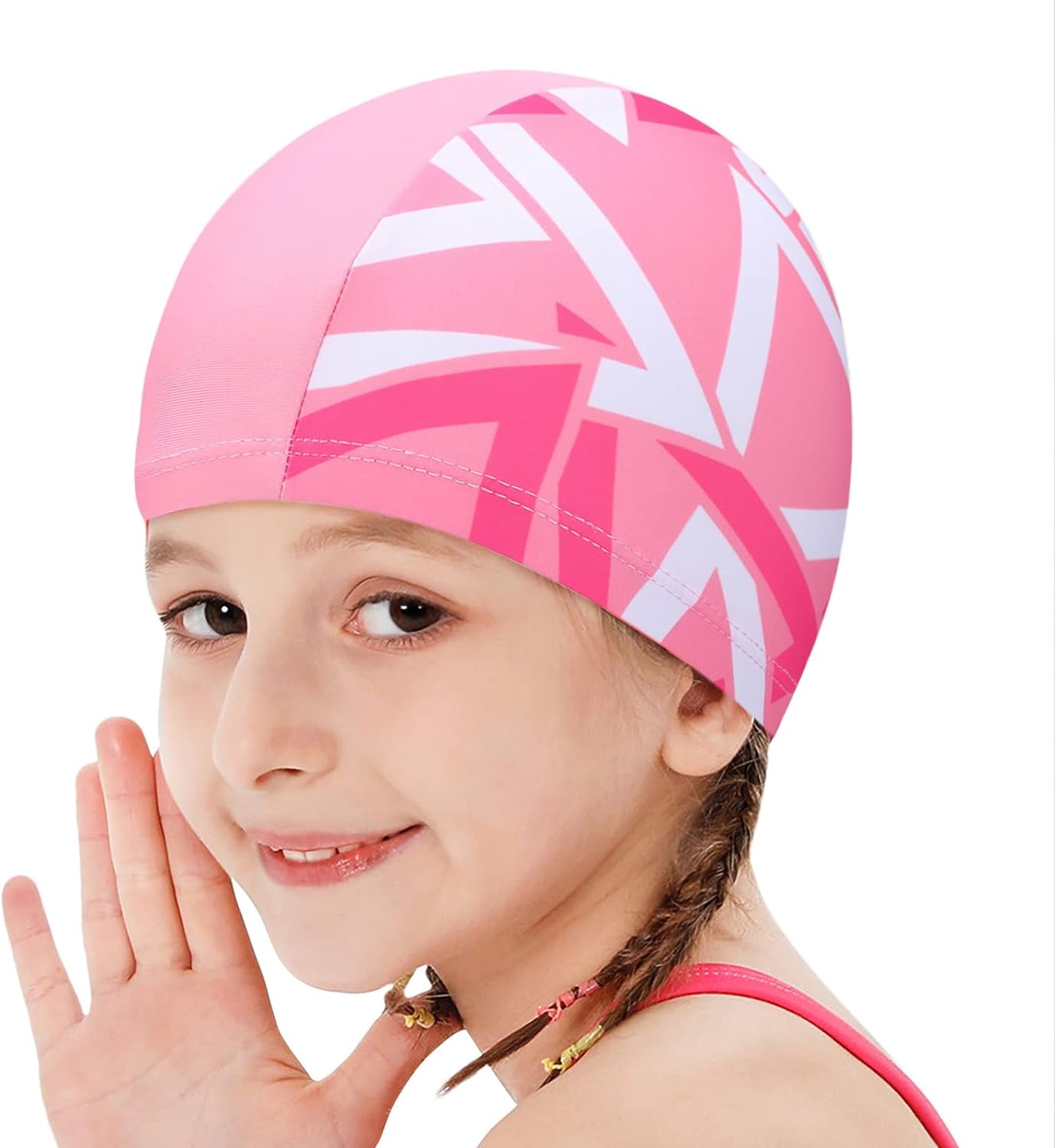 DizeyBoyo Kids Swim Caps for Girls, Fabric Toddler Swimming Cap Child's ...