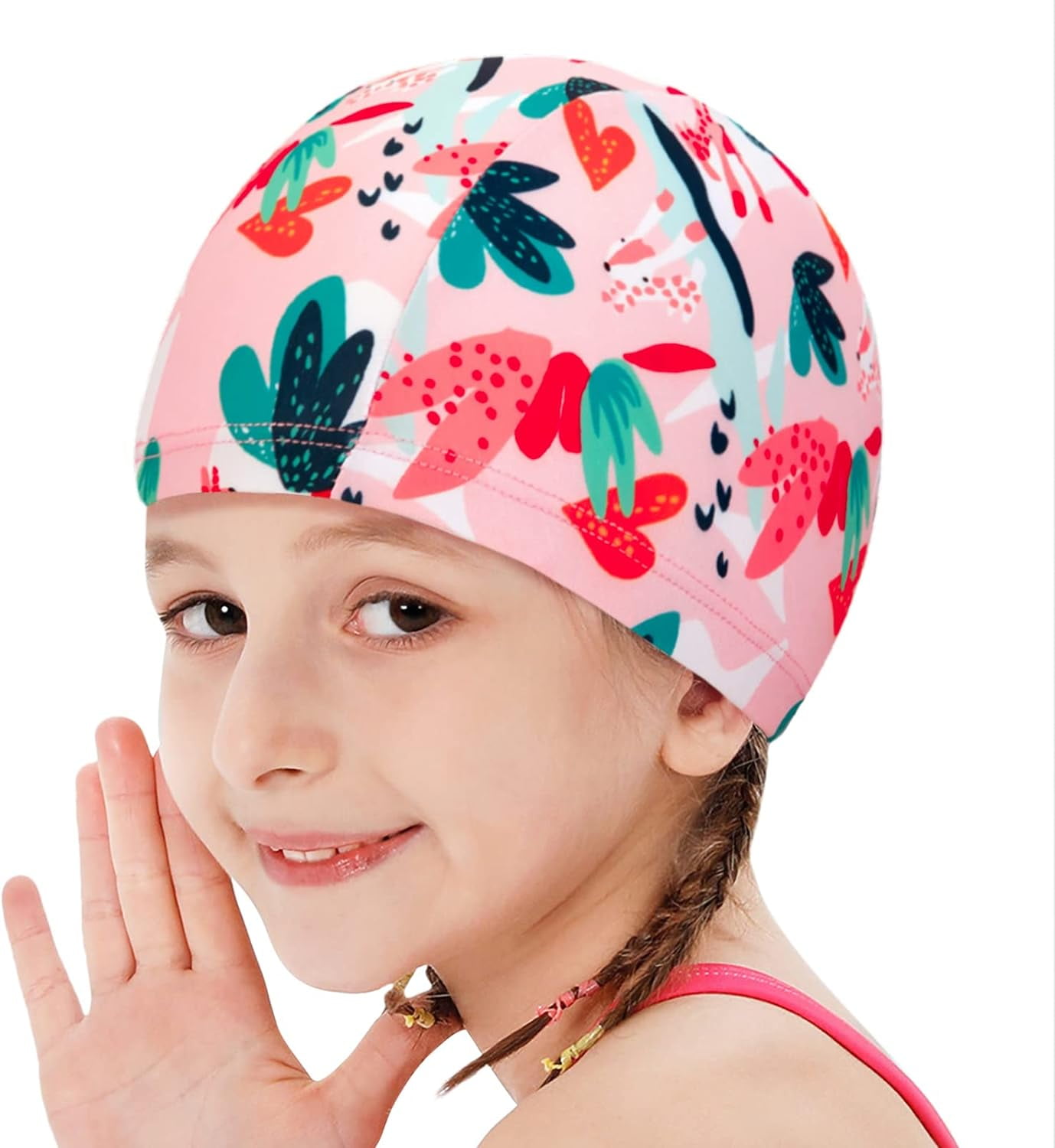 DizeyBoyo Kids Swim Caps for Girls, Fabric Toddler Swimming Cap Child's Swim Hats Swimming Hat ...