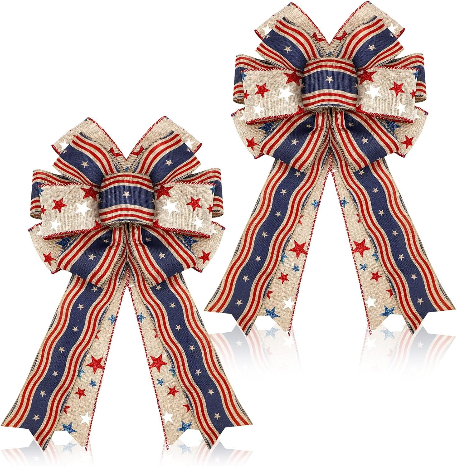 DizeyBoyo Red White Blue Bows Happy Labor Day Bow American Flag Bow ...