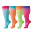 Dizhu Erzi 4 Pairs Plus Size Wide Calf Socks Knee High Support ...