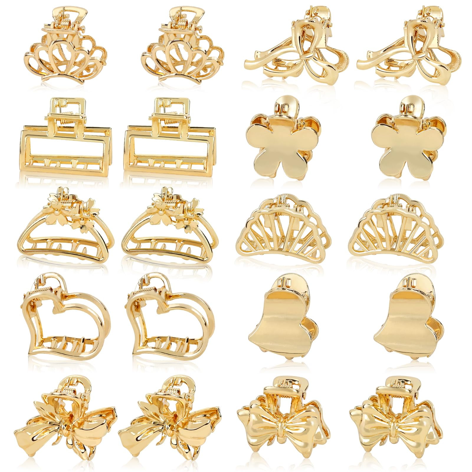 Dizila 20 Pieces/10 Pairs Gold Metal BSL1 Rectangle Heart Bow Crown ...