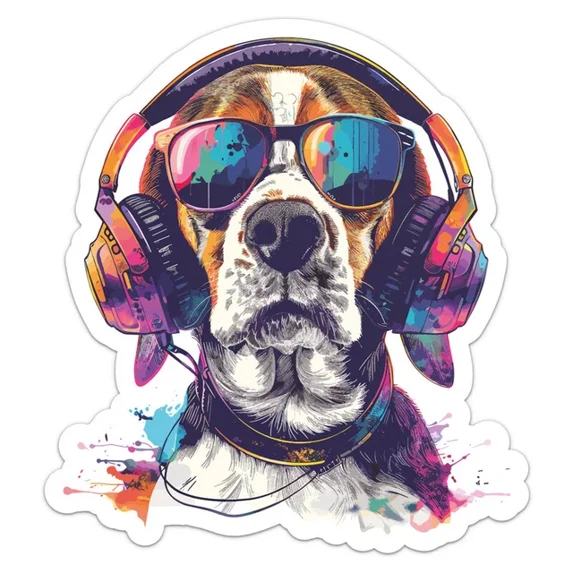 Dj Beagle Dog Sticker Phone Decal Water Bottle Stickers Car Decals ...