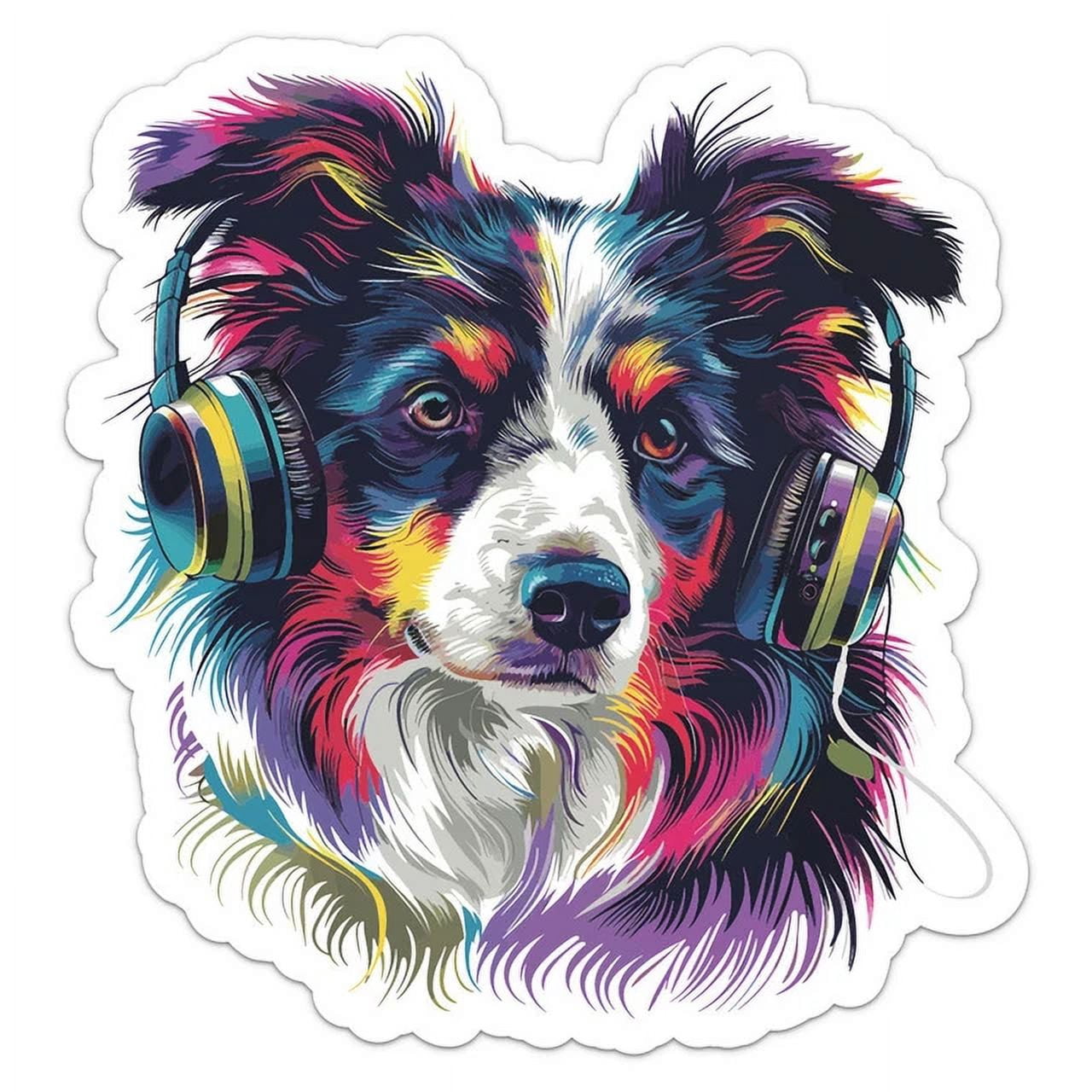 Dj Border Collie Dog Sticker Phone Decal Water Bottle Stickers Car ...