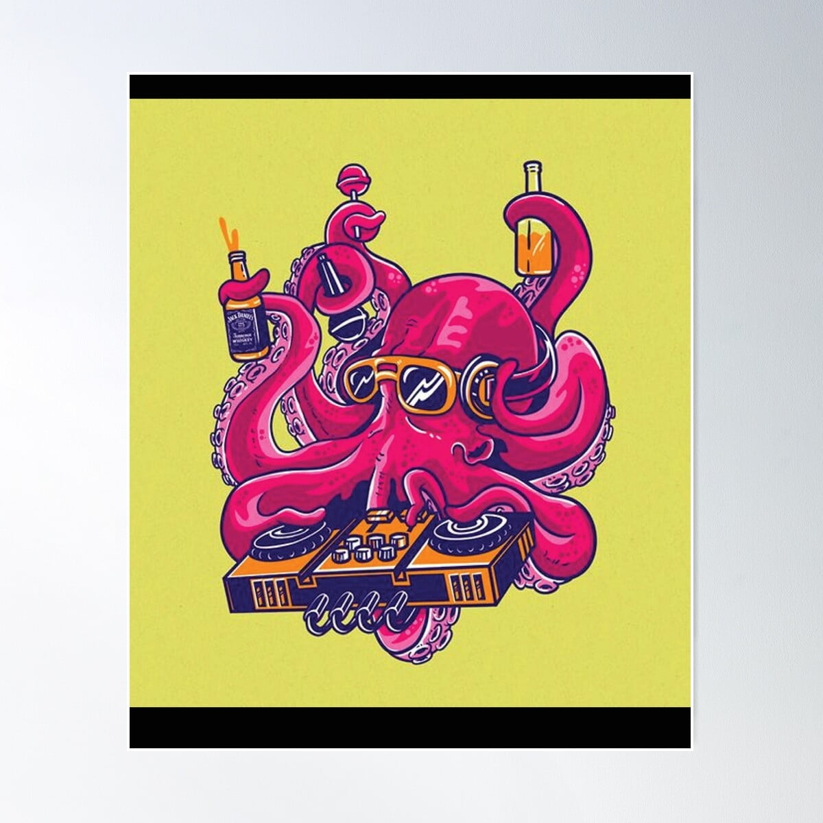 Dj Octopus: Quirky And Fun Music Art Poster Wall Art, Modern Wall Decor ...