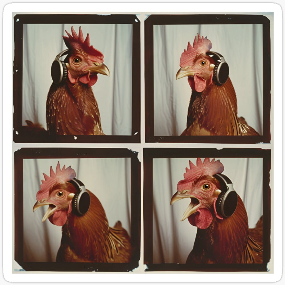 Dj Rooster Wearing Headphones Farm Bird Stickerphone Decal Water Bottle ...