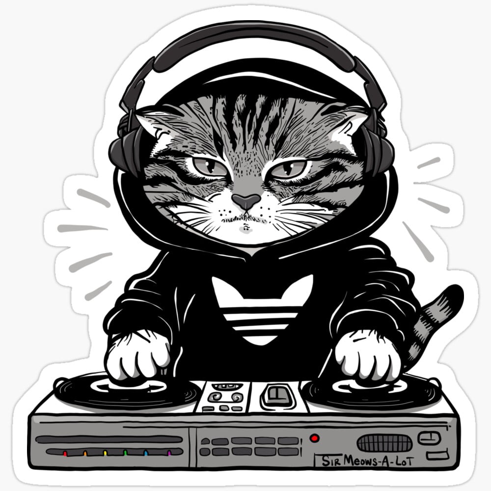 Dj Sir Meows-A-Lot Ii Sticker Phone Decal Water Bottle Stickers Car ...