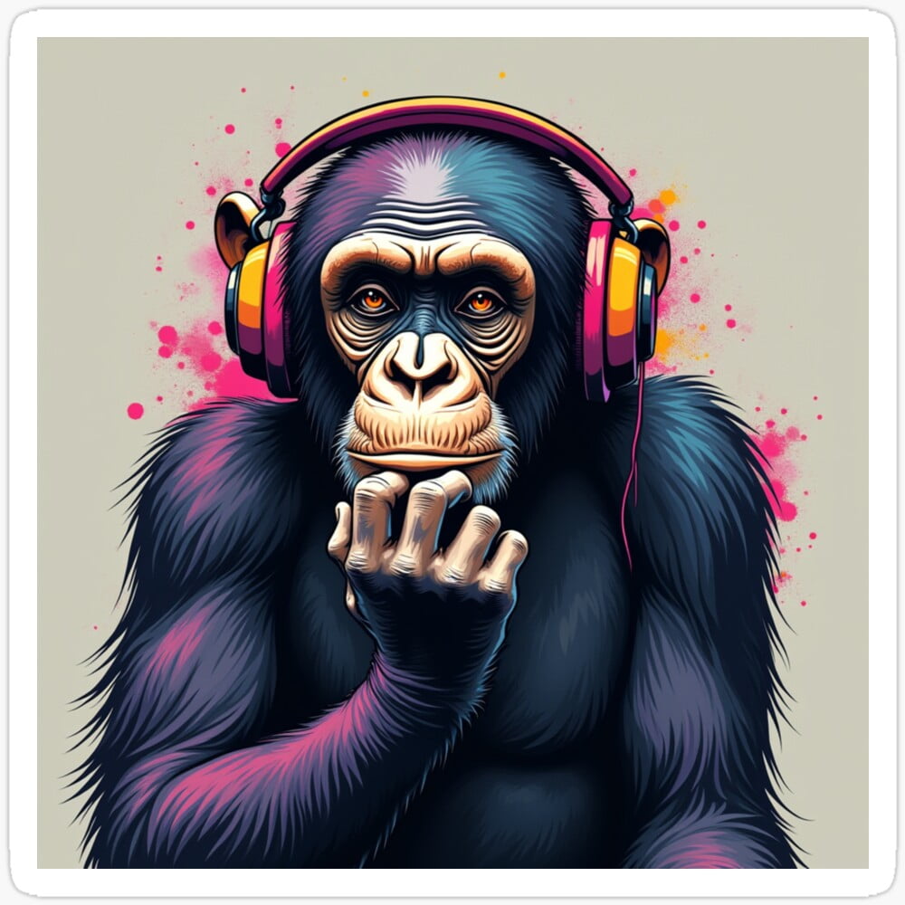 Dj Thinker Monkey Graffiti Art Sticker Phone Decal Water Bottle ...