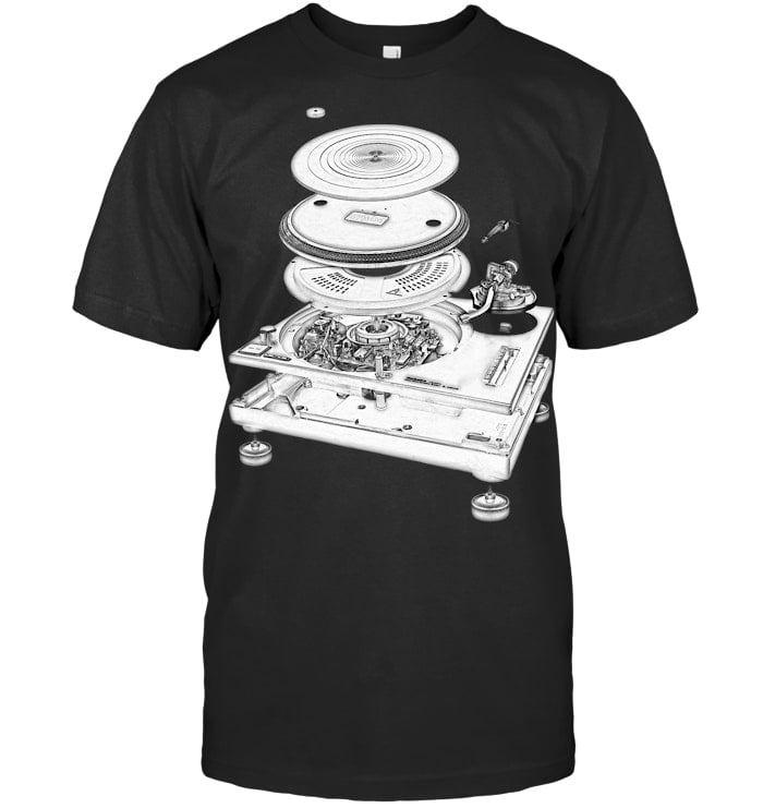Dj Turntable 1210 Mk2 Exploded Blueprint DJ T Shirt - Walmart.com