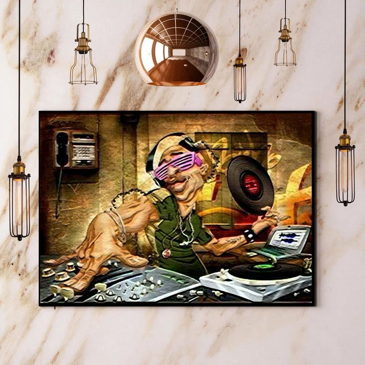 Dj Vintage Music Pink Glasses Horizontal Paper Poster No Frame Wrapped ...