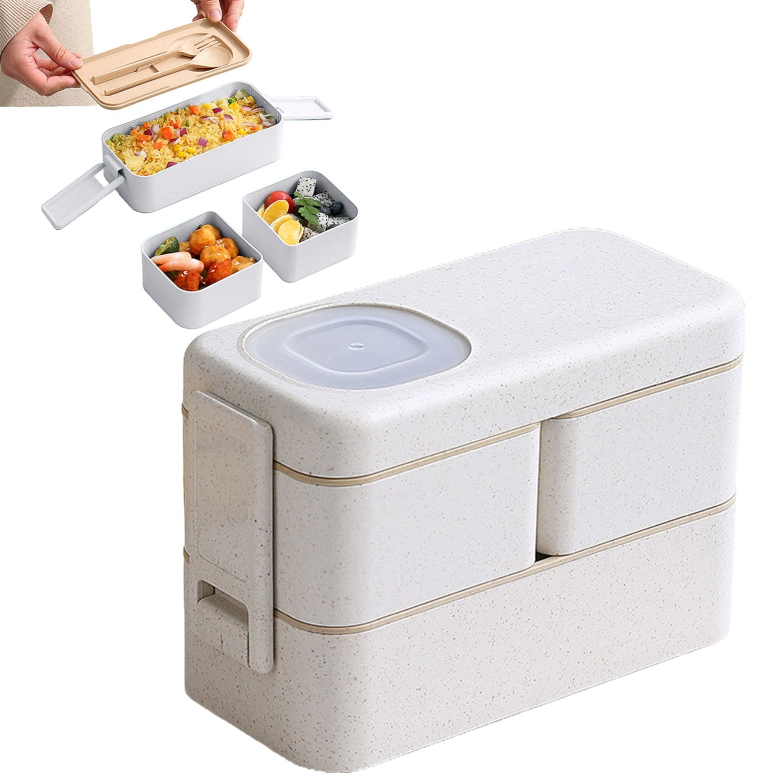 Djadtgl Box for Adult with Lunch Bag Japanese Stackable Wheat Fiber ...
